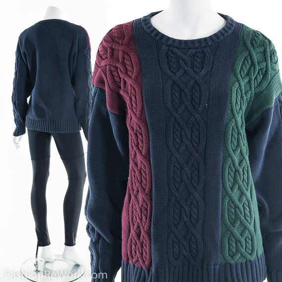 90s Cable Knit Sweater, Fresh Prince Preppy Sweater, - Gem