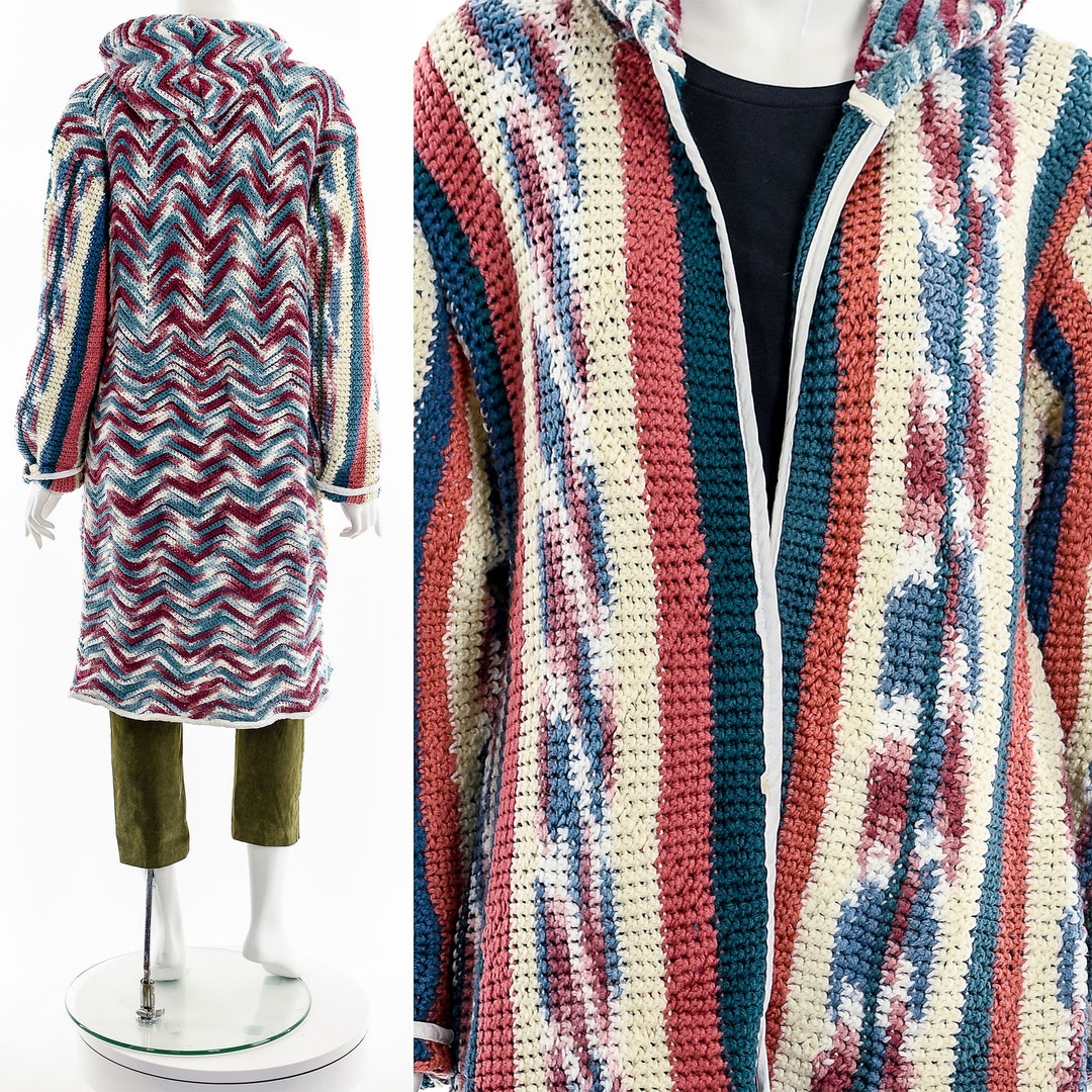 Hand Crochet Reworked Blanket Duster Coat With Hood - Etsy