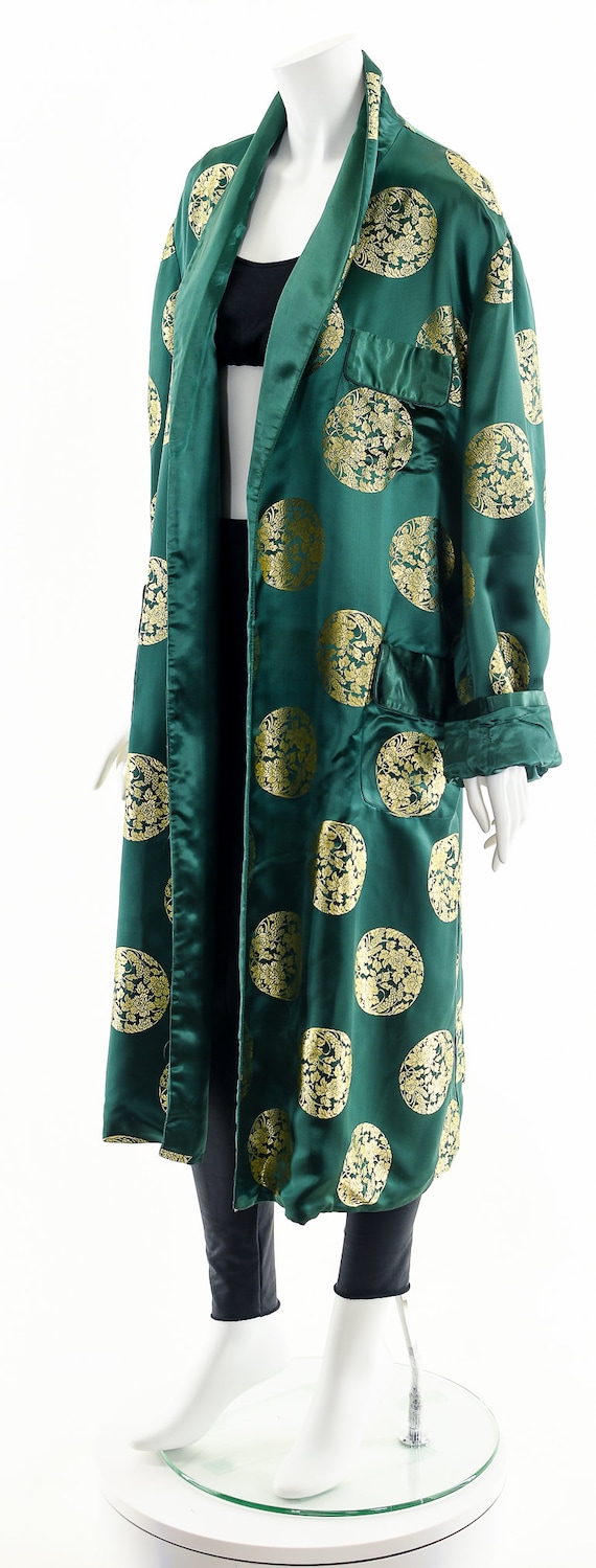 Emerald Green Silk Duster Kimono Smoking Jacket - Gem