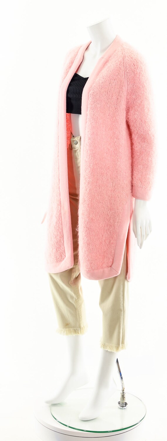Pink Mohair Duster,60s Duster Cardigan,Textured Sweat… - Gem