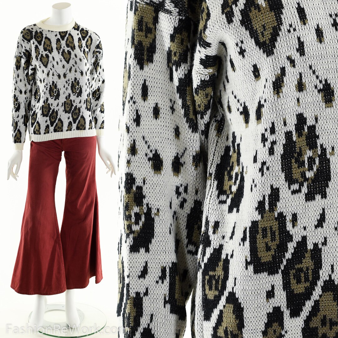 Leopard Print Animal Print Knit Sweater - Etsy