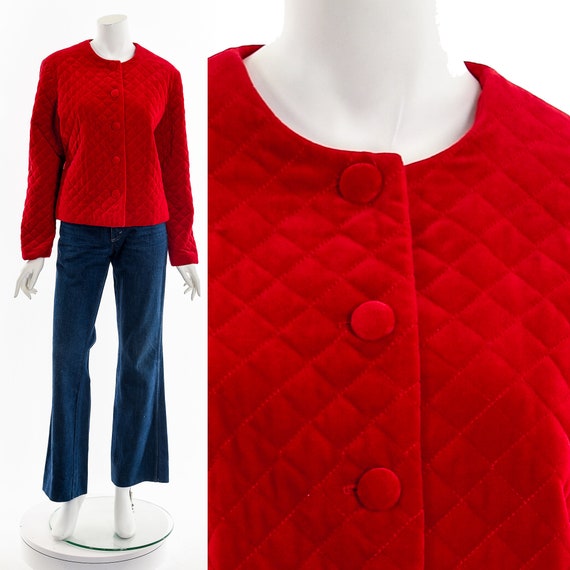 Quilted Red Velvet Jacket - Gem