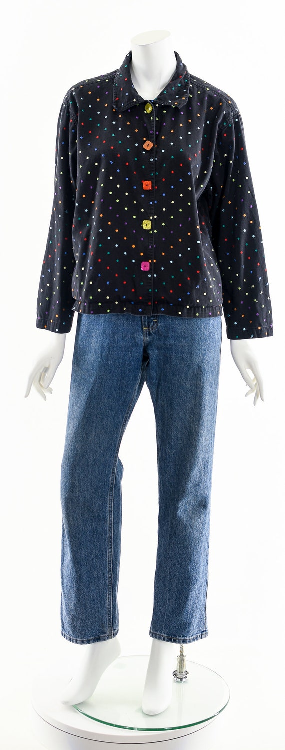 Black Rainbow Jacket,Embroidered Multicolored Jacket,… - Gem