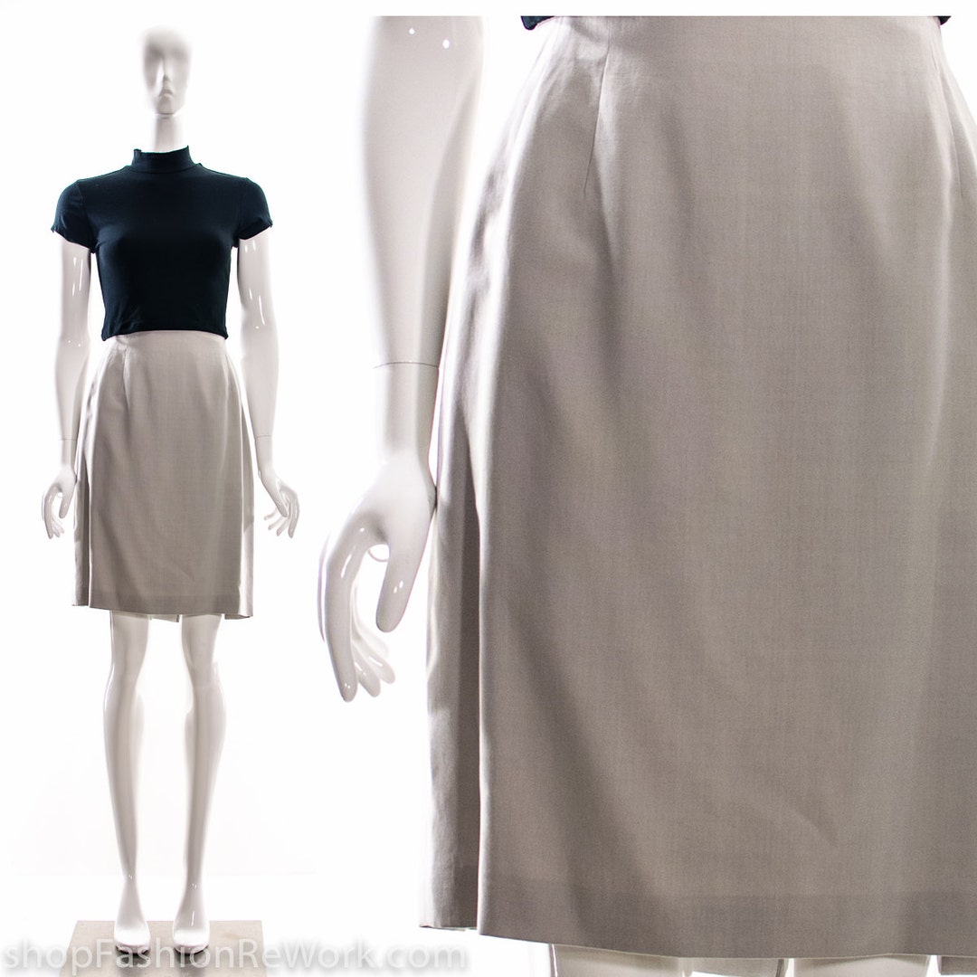 Vintage EMANUEL UNGARO Light Grey Silk High Waist Skirt 90s Designer ...
