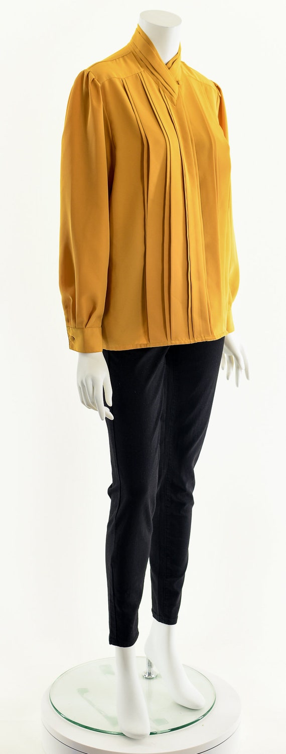 Marigold Saffron Blouse,70s Pleated Blouse,Disco Drap… - Gem