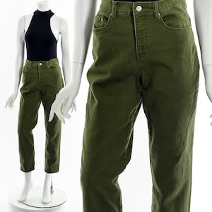Olive Green High Waist Jeans - Etsy