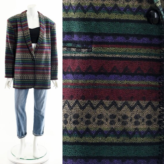 aztec wool blazer,southwest tribal blazer,Vintage sou… - Gem
