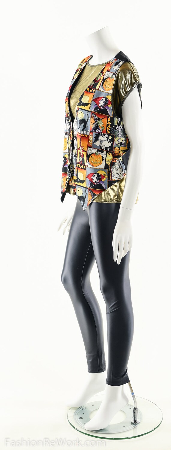 Halloween Witch Pumpkin Vampire Comic Book Vest - Gem