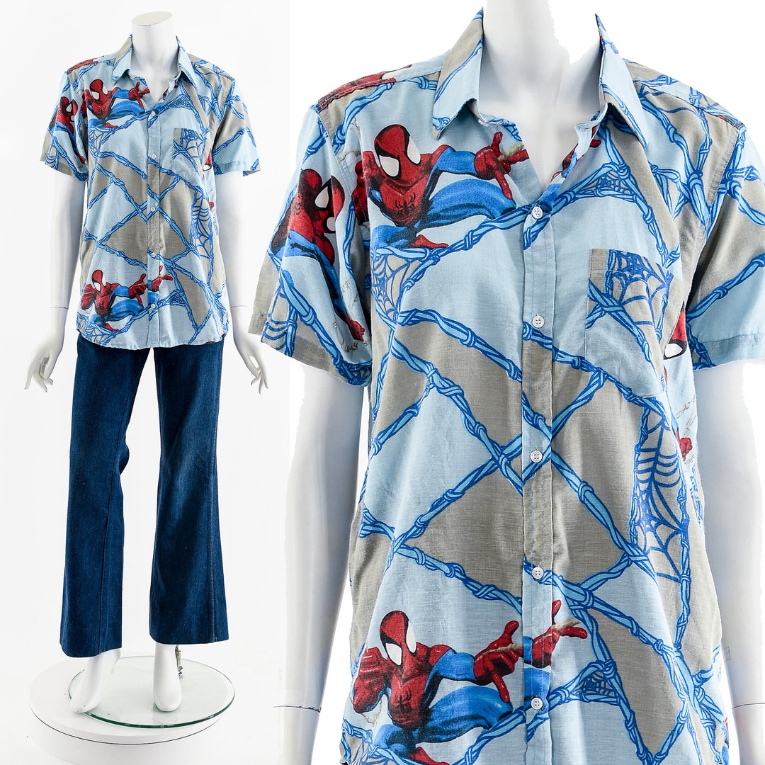 Spider Man Button up Rework Blouse - Etsy