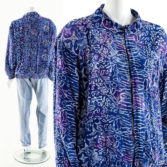 Star Bomber Jacket,90s Rayon Jacket,Star Print Coat,B… - Gem