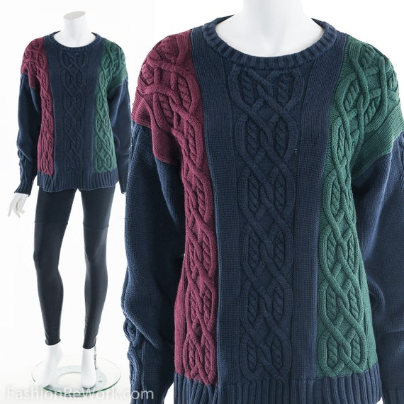 90s Cable Knit Sweater, Fresh Prince Preppy Sweater, - Gem