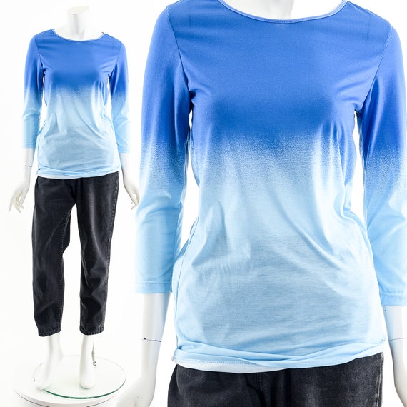 Gradient Ombre Blue Top00s Y2k Stretchy Topclub Raver Top - Etsy