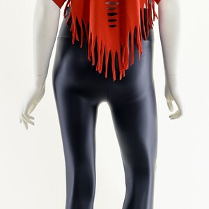 Red Slashed Crop Top,red Fringe Crop Top,80s Rock Band Shirt,slashed ...