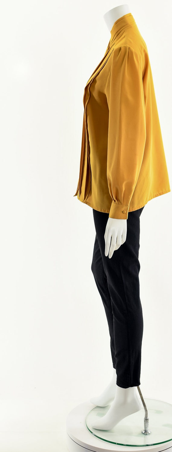 Marigold Saffron Blouse,70s Pleated Blouse,Disco Drap… - Gem