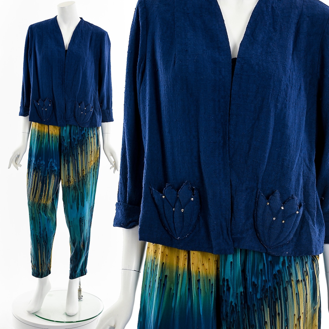Blue Bejeweled Tulip Jacket - Etsy