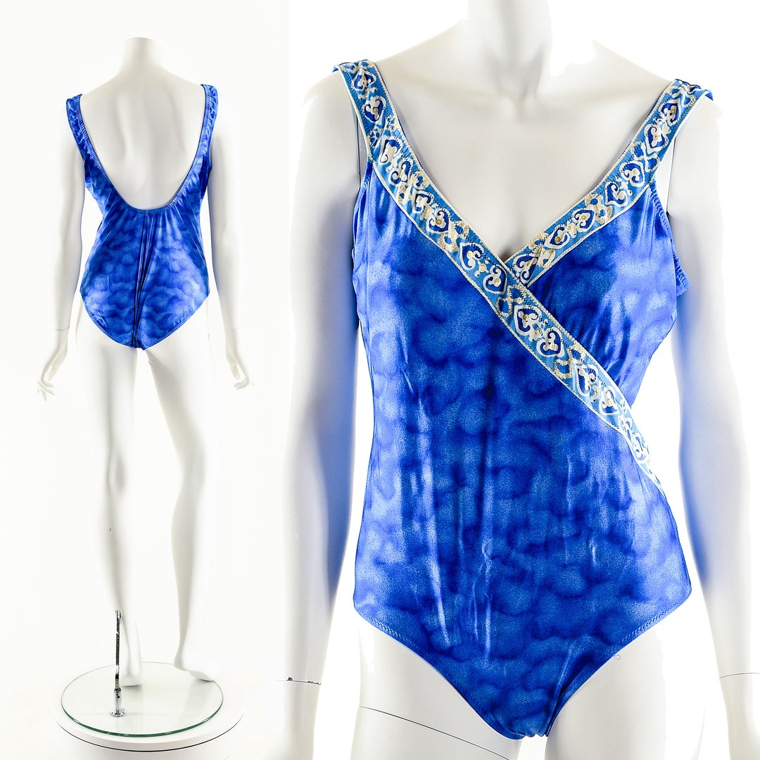 Santorini Swimsuit,vintage Blue One Piece,vintage Maillot Bathing Suit ...