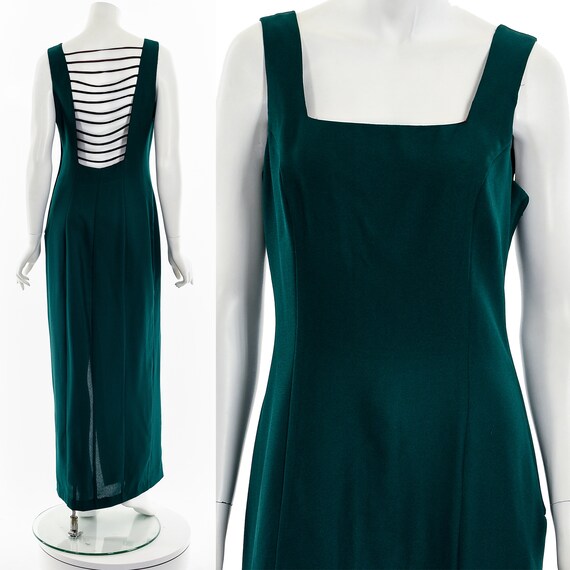 Dark Green Caged Ladder Back Dress - Gem