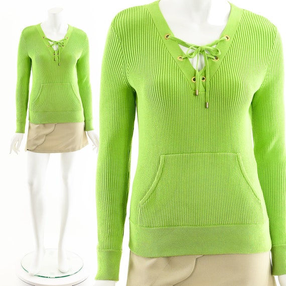 y2k lime green sweater - Gem