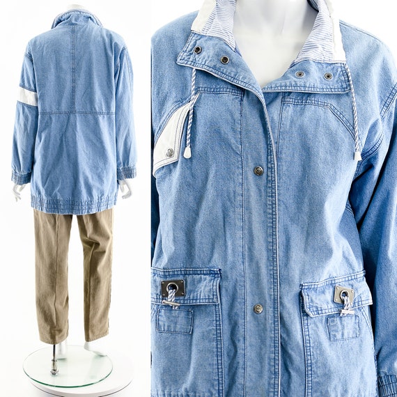 Double Denim Anorak Utilitarian Jacket - Gem