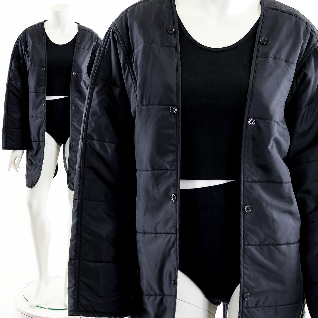 Black Quilted Motorcycle Liner Duster Jacket - Etsy