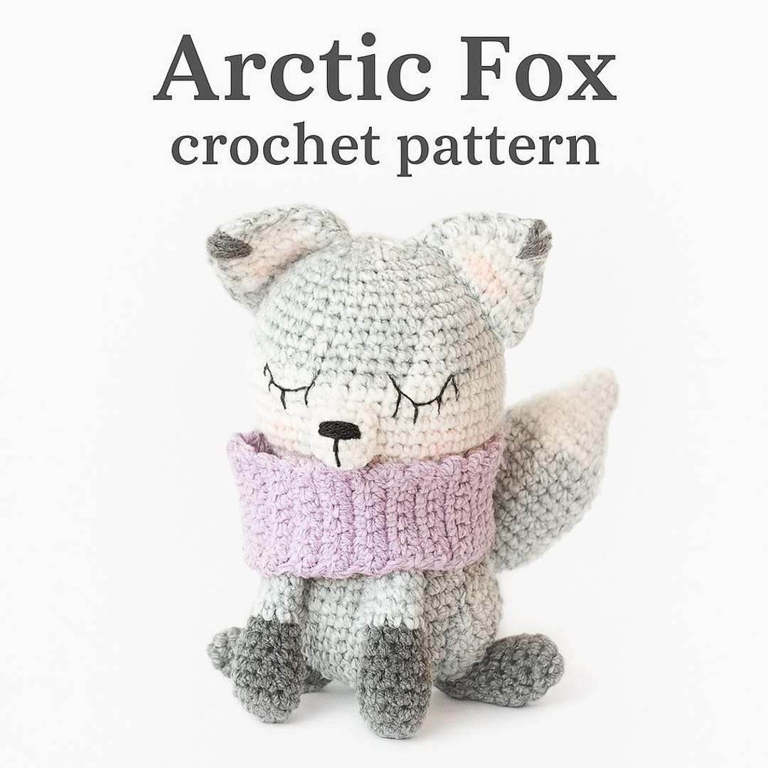 Handmade Crochet Arctic Fox Plush - Lavender Scarf - Baby Safe - Etsy