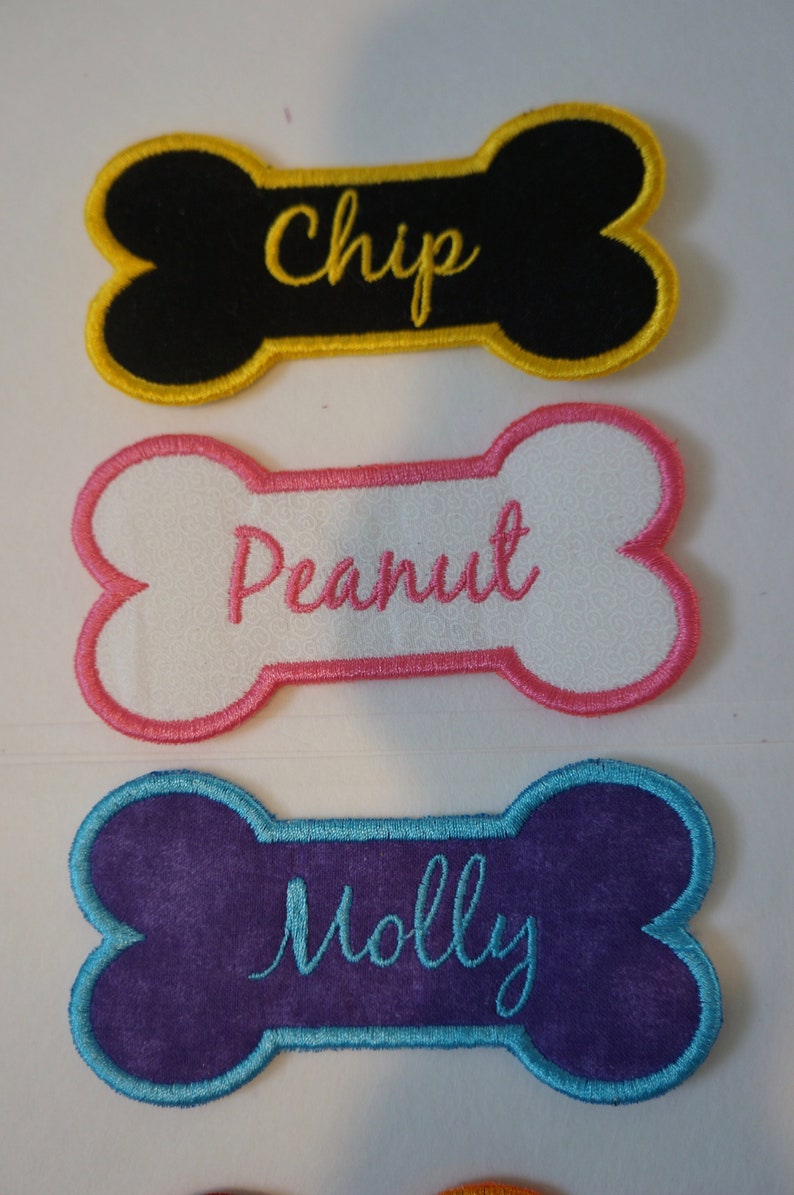 Dog Bone Shape Embroidered Name Patch Iron on Back Hook & | Etsy