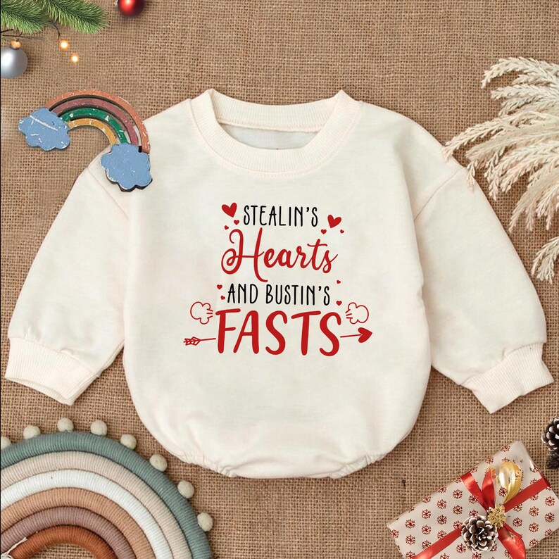 Stealin’ Hearts Bustin’ Farts Valentine Baby Romper, Funny Baby ...