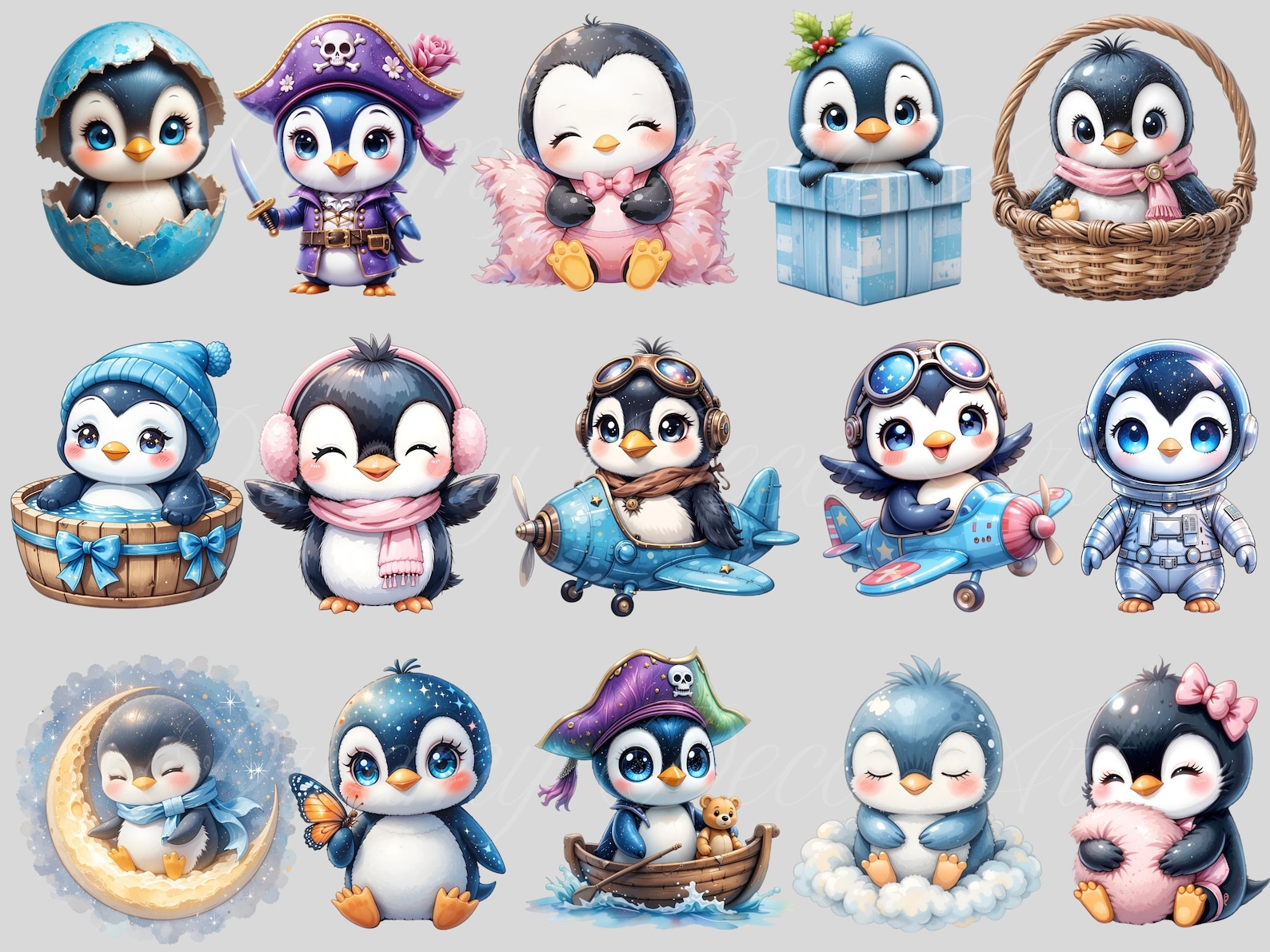 Cute Penguin Clipart PNG / Kawaii Baby Penguin for Nursery / Penguin ...