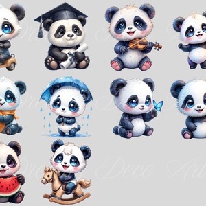 Watercolour Cute Panda Clipart Bundle–40 PNG Kawaii Chibi Panda ...
