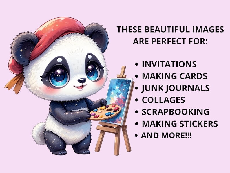 Watercolour Cute Panda Clipart Bundle–40 PNG Kawaii Chibi Panda ...