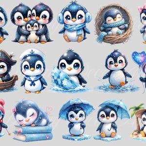 Cute Penguin Clipart PNG / Kawaii Baby Penguin for Nursery / Penguin ...