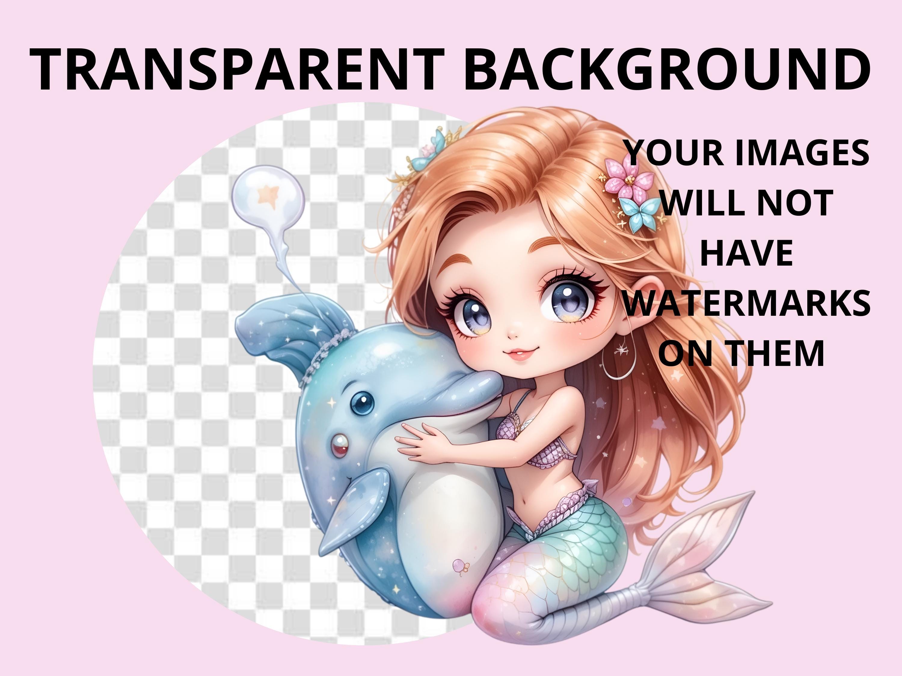 Cute Mermaid Clipart / Kawaii Chibi Mermaids for Nursery / Ocean ...