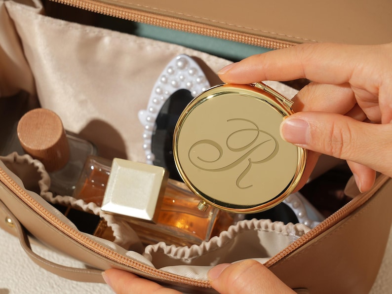 Personalized Compact Mirror With Name, Custom Engraved Gold Pocket ...