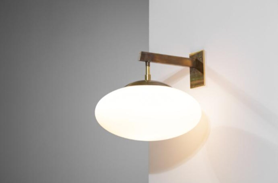 Modern Italian Wall Sconce “volo” • Opaline Globes & Solid Brass ...