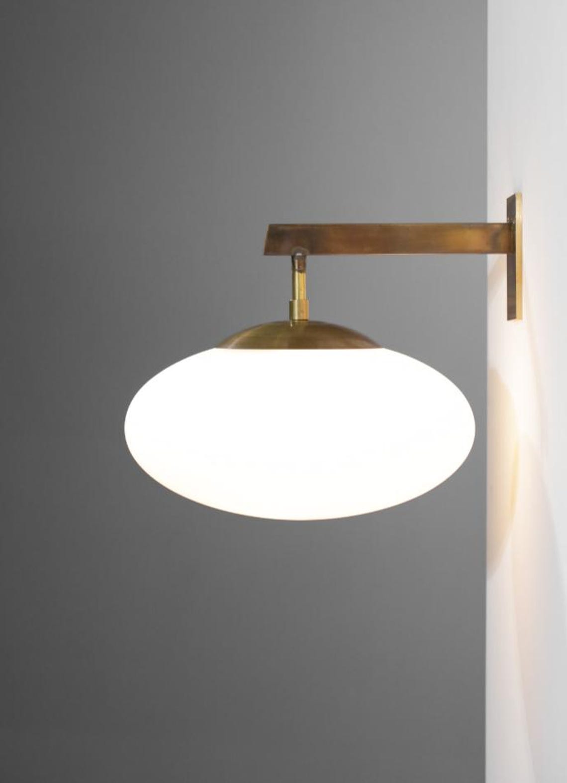 Modern Italian Wall Sconce “volo” • Opaline Globes & Solid Brass ...