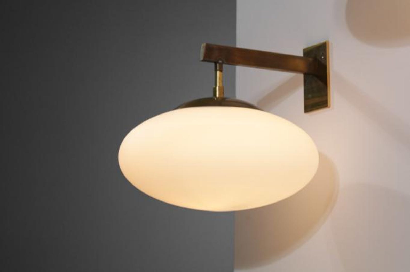 Modern Italian Wall Sconce “volo” • Opaline Globes & Solid Brass ...