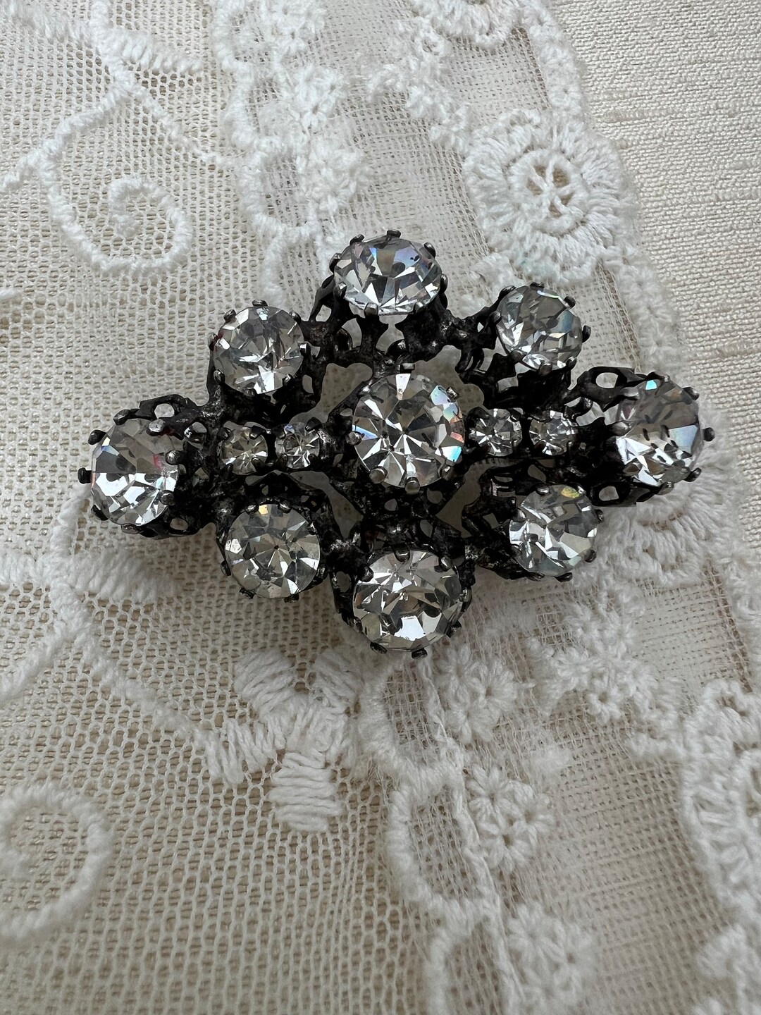 Vintage Crystal Brooch Made in Austria, Elegant Estate Jewelry ...