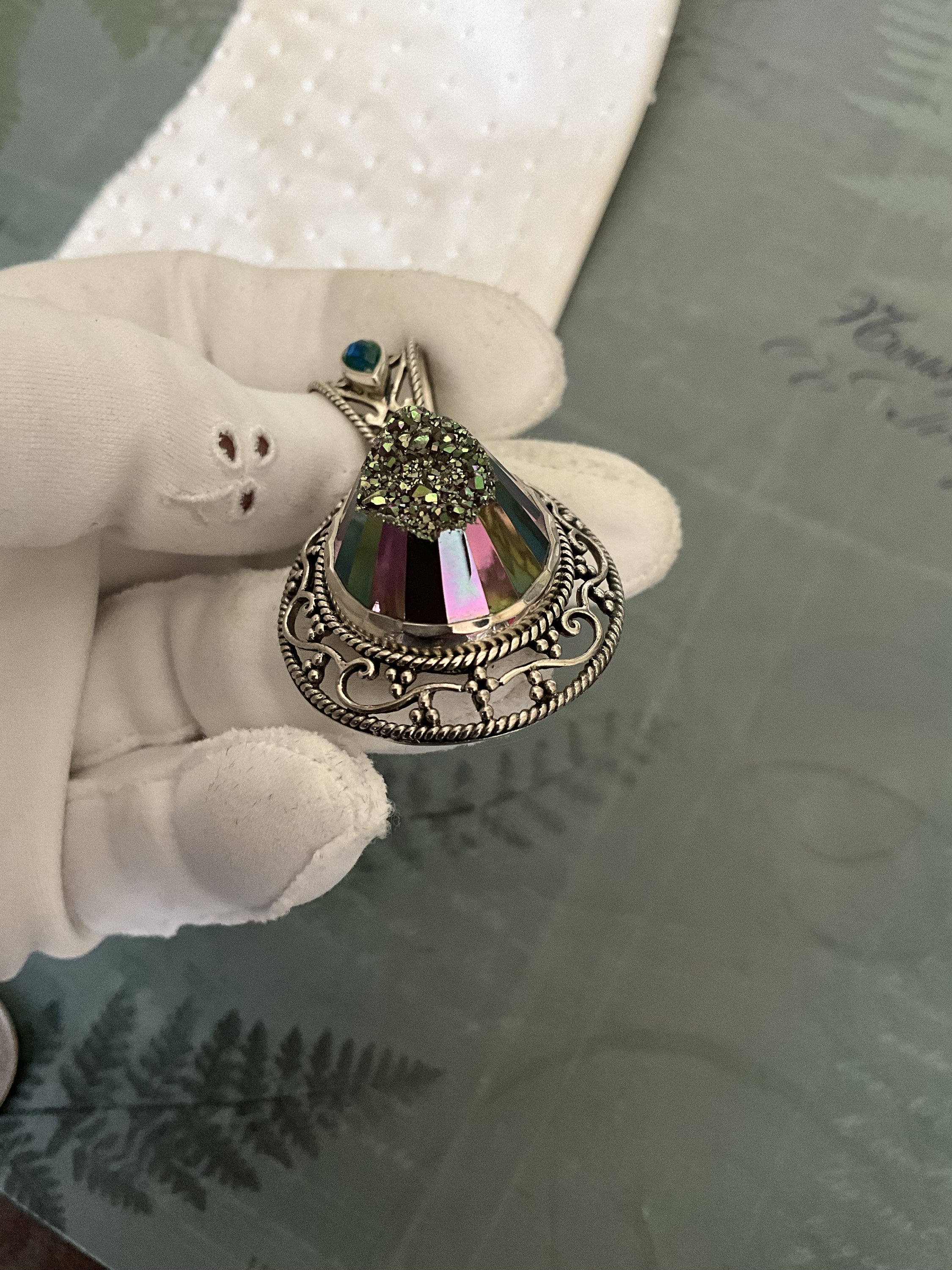 Vintage Sajen Druzy and Blue Topaz Sterling Silver Filigree Pendant - Etsy