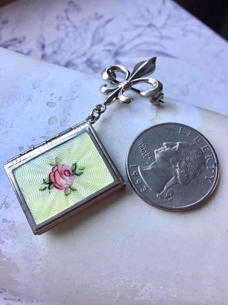 Sterling Silver Book Locket Rose Guilloche Locket With Fleur - Etsy