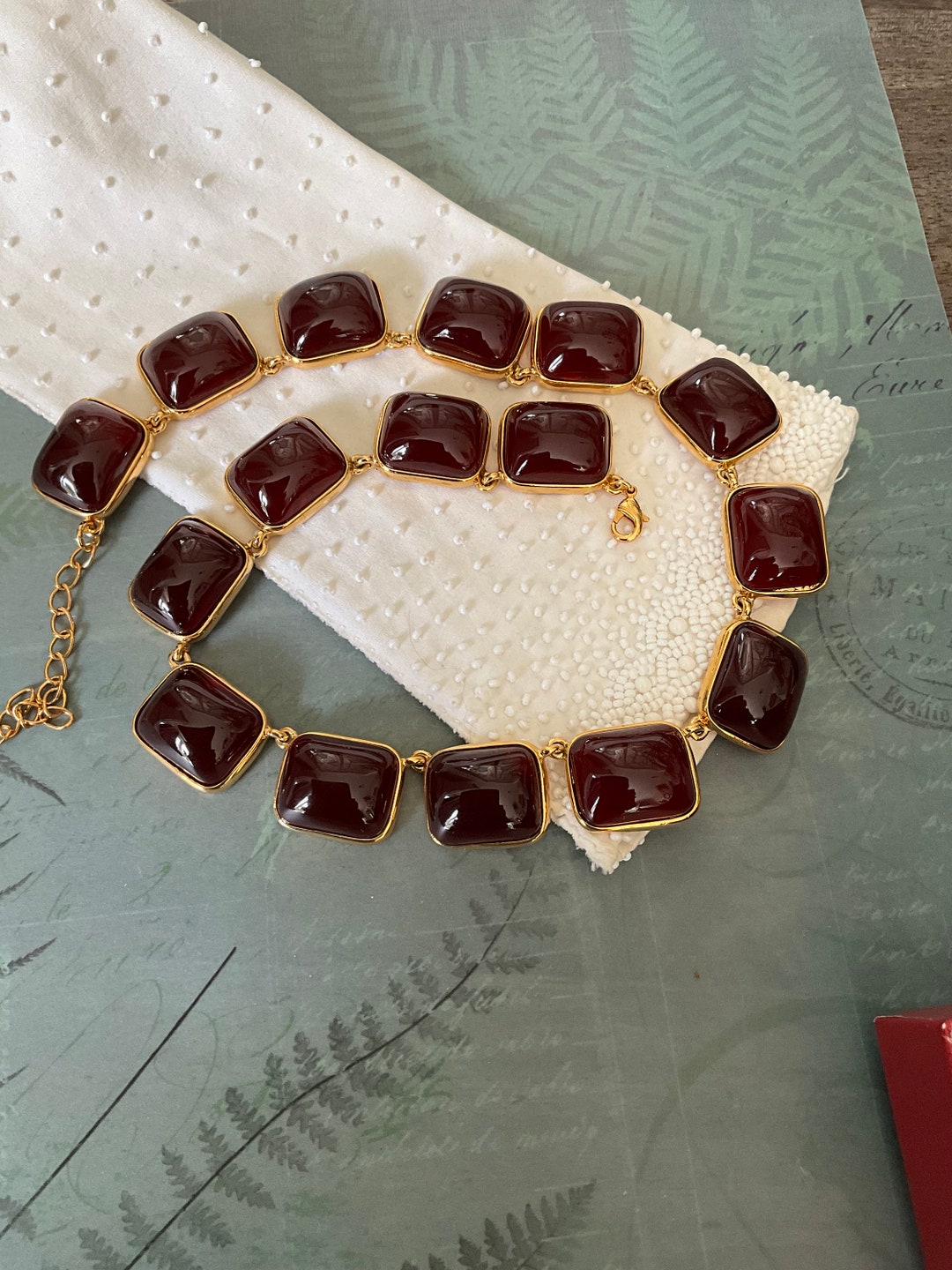 Signed Kenneth Lane Red Cabachons Necklace, KJL , Kenneth Jay Lane ...