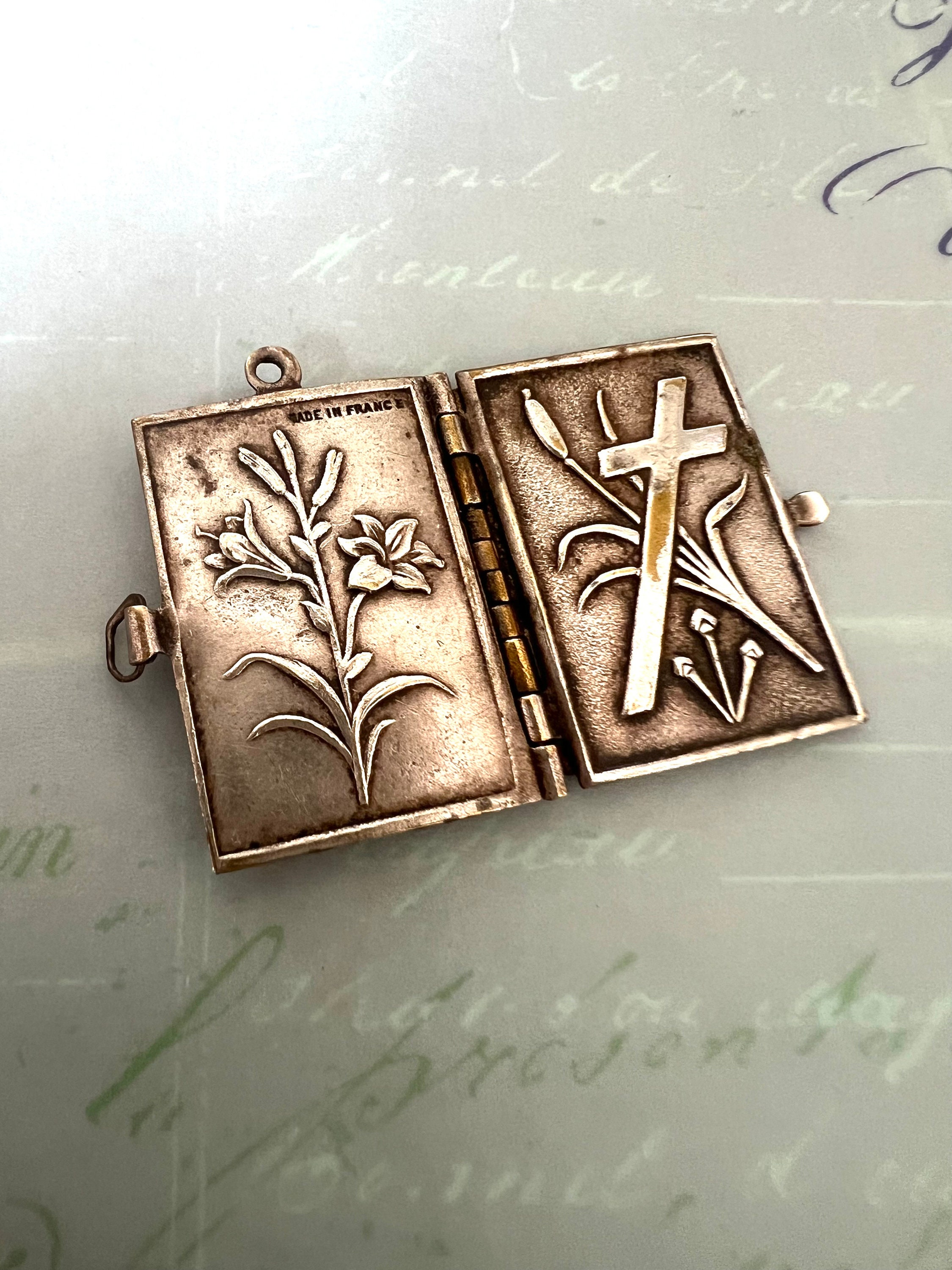 Antique French Religious Miniature Book Locket, Turn of Century ...