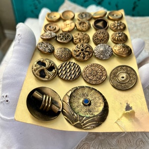 Lot of Antique Brass Buttons, 26 Vintage Brass Buttons, Craft Supply - Etsy