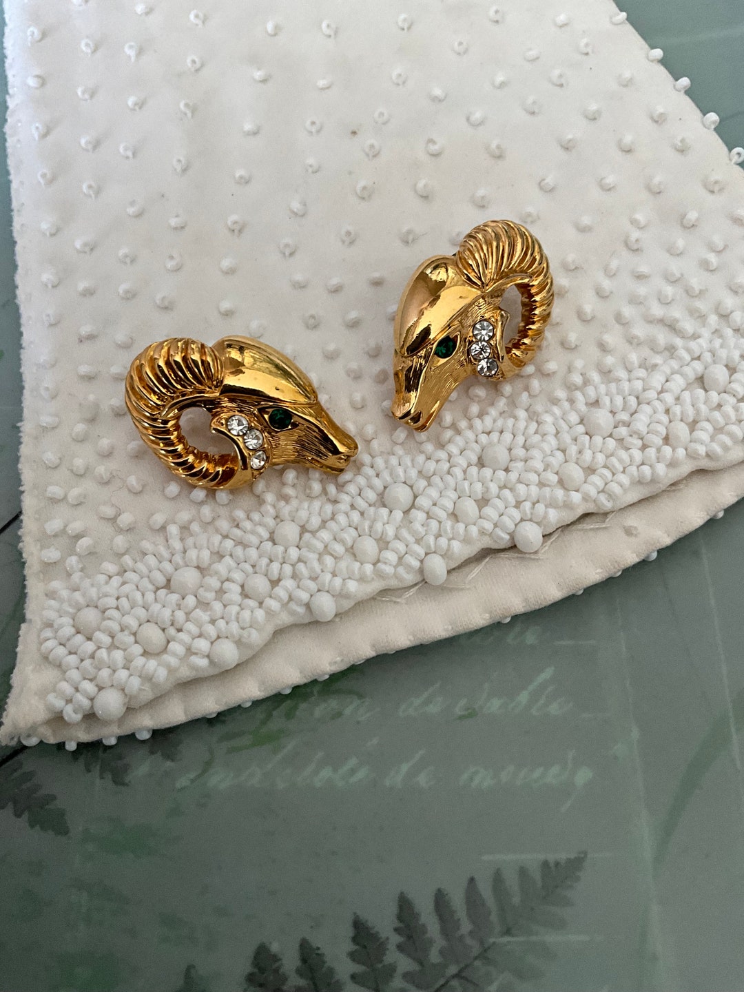 Vintage Kenneth Jay Lane KJL for AVON Ram Earrings, Zodiac Aries Ram ...