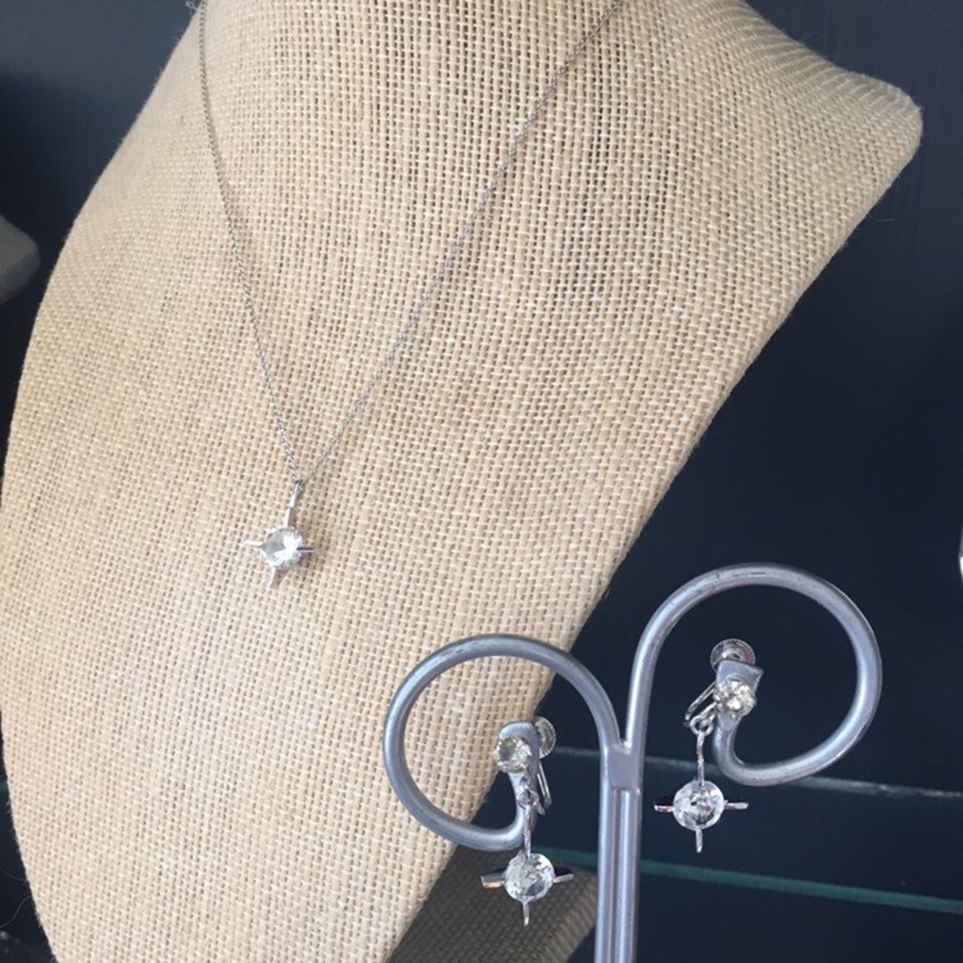 Vintage WEISS Necklace and Screw Back Earring Set, Elegant Estate ...