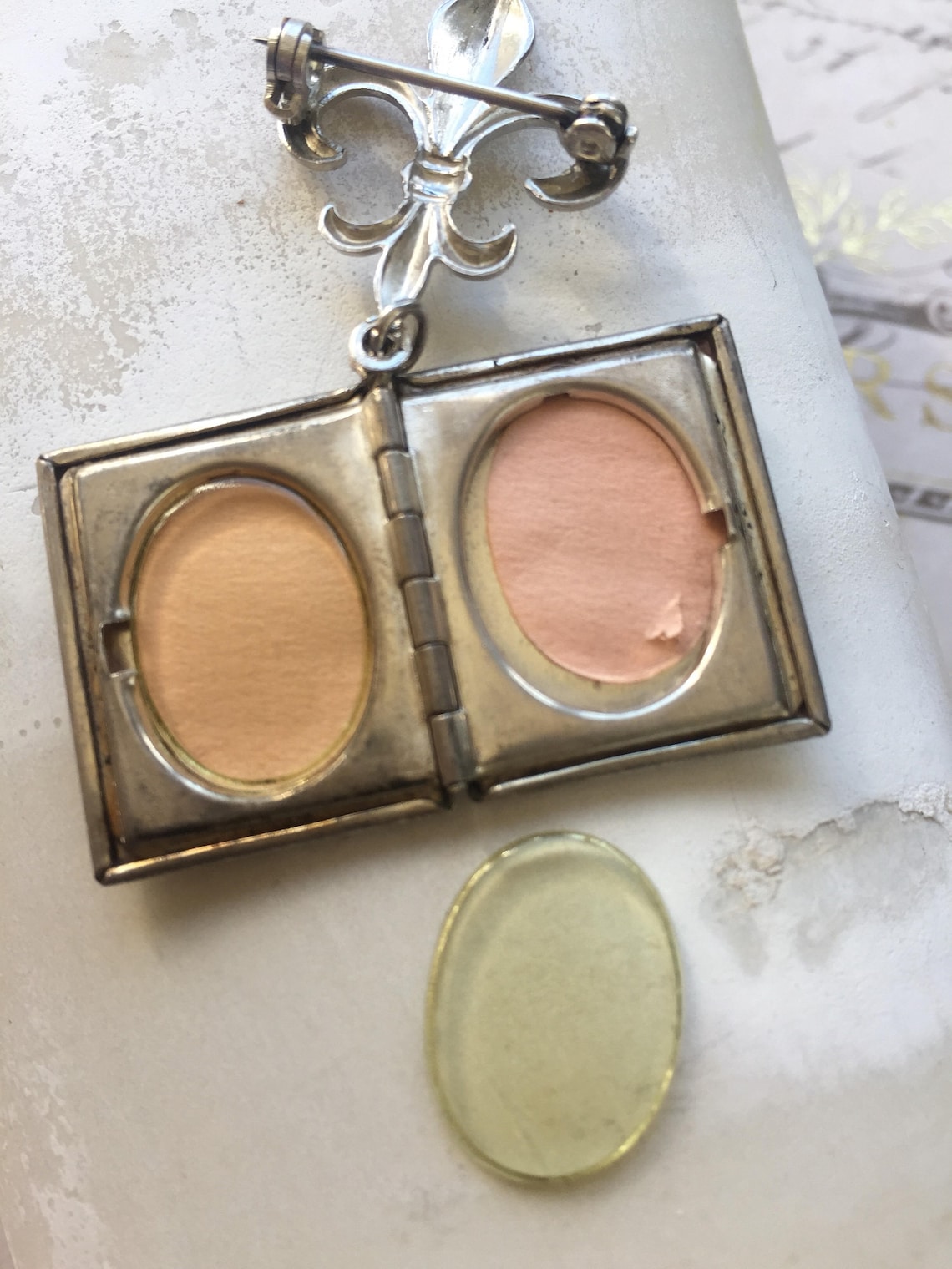 Sterling Silver Book Locket Rose Guilloche Locket With Fleur - Etsy