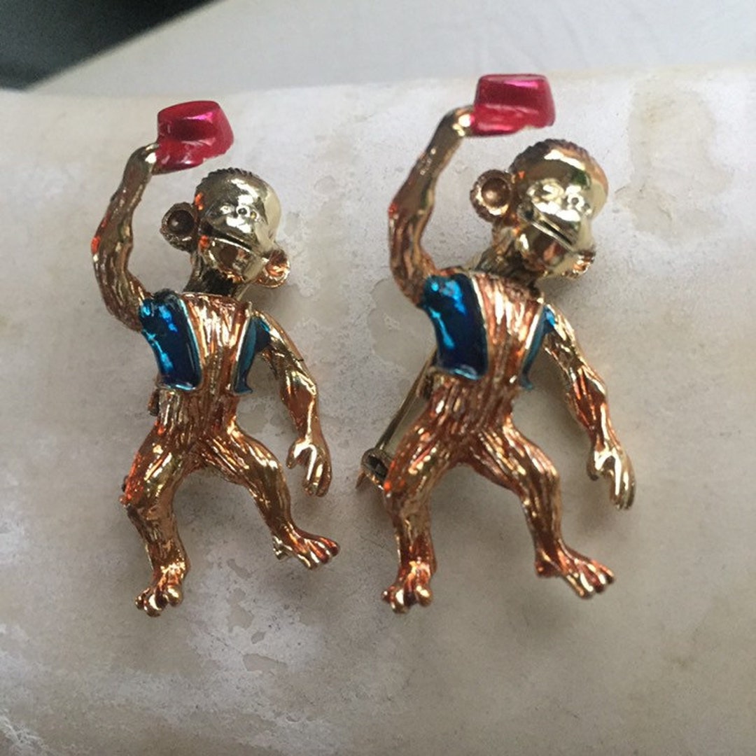 ON SALE Vintage Monkey Scatter Pins Nodder Hat Tipping Metal - Etsy