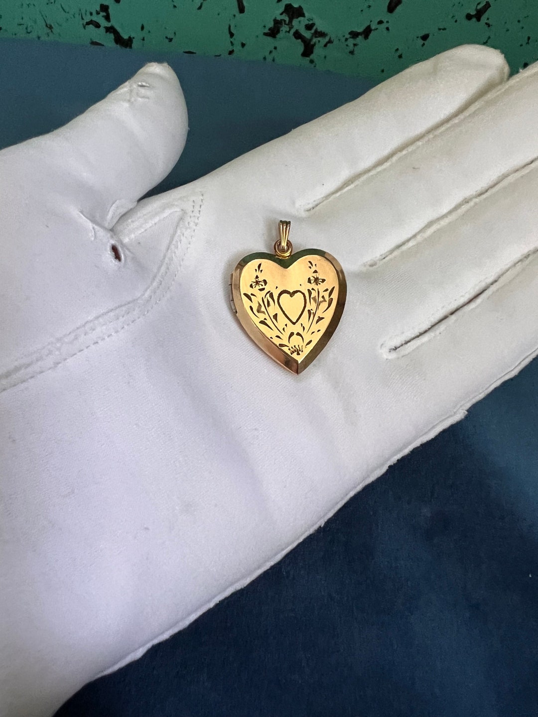 Vintage Gold Filled Monogram Engraved Heart Locket, Photo Keepsake Locket, Estate Jewelry 1940s ...
