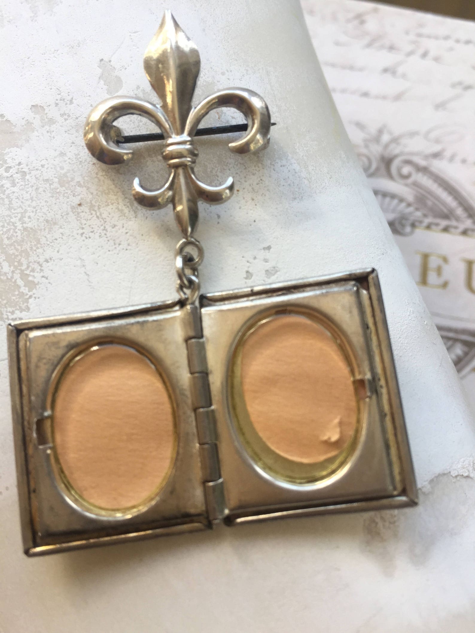 Sterling Silver Book Locket Rose Guilloche Locket With Fleur - Etsy