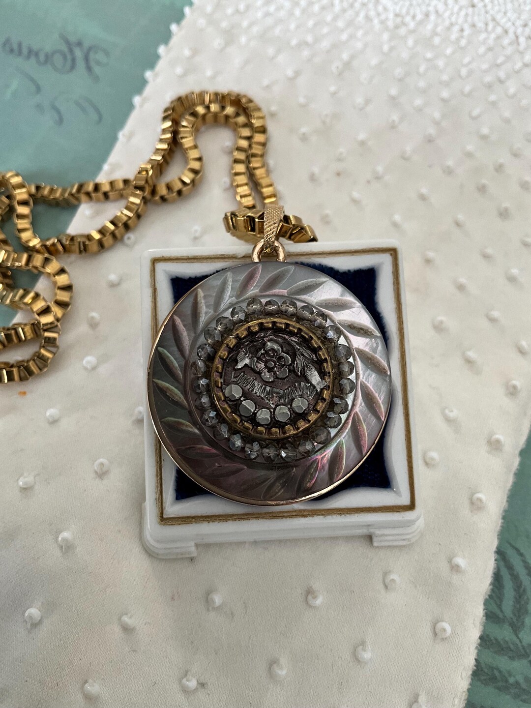 Vintage OOAK Antique Button Assemblage Pendant Necklace, Turn of ...