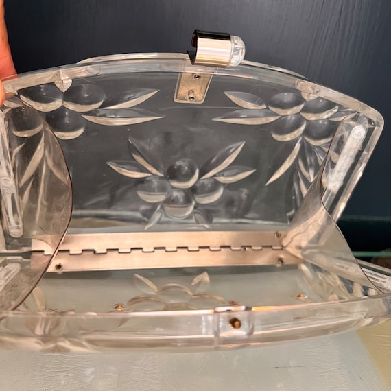 Vintage Clear Lucite Clutch Purse with Carved Cherry … - Gem